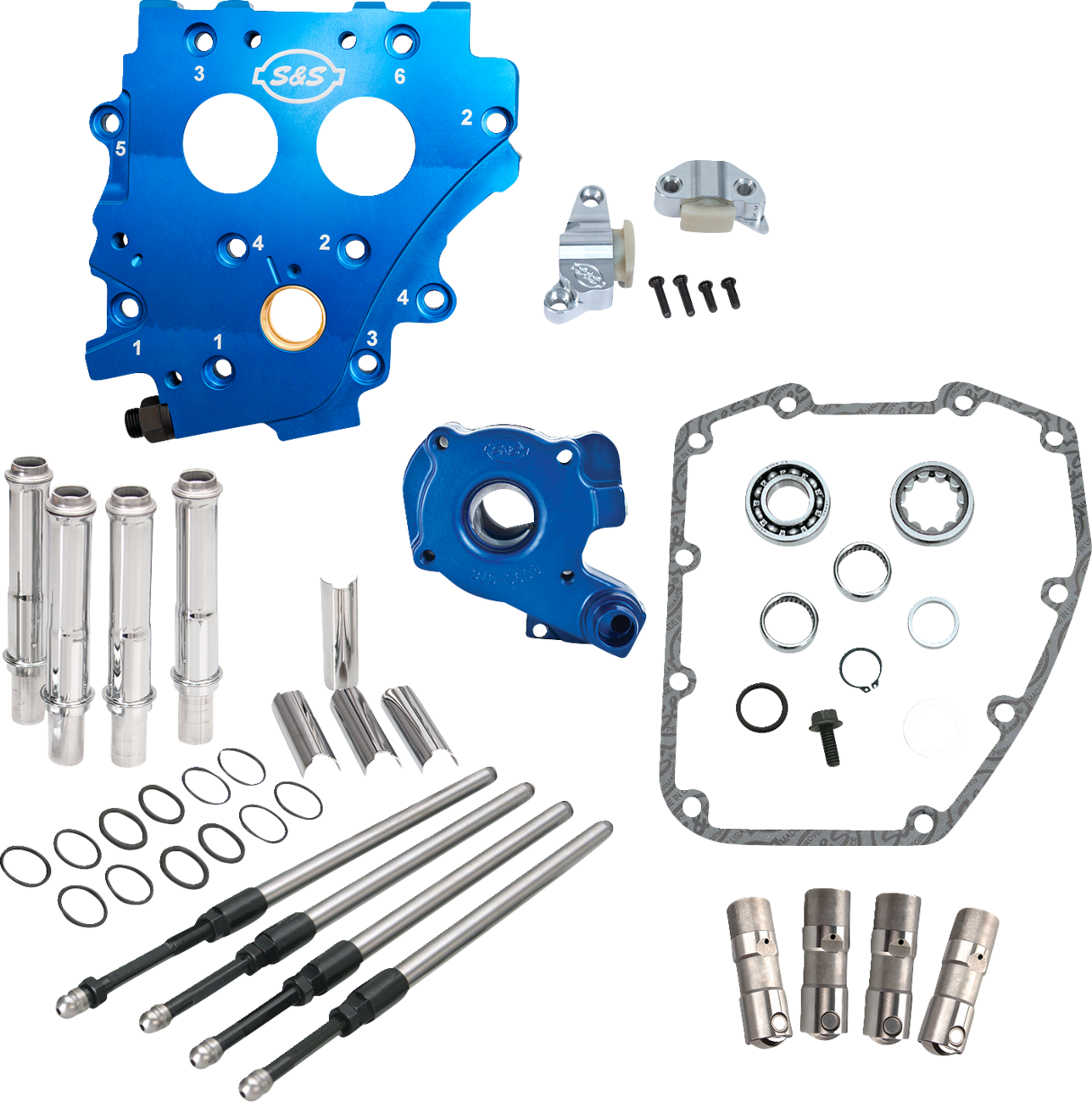 S&S CYCLE Cam Chest Kit without Cams - Chain Drive - Chrome Pushrods ...