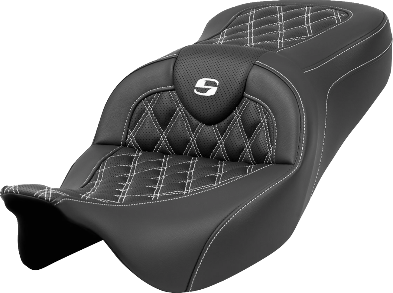 SADDLEMEN Roadsofa™ Seat - Lattice Stitch - White Stitch - without Bac ...
